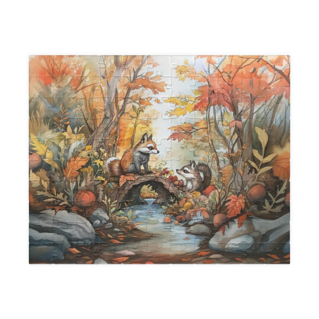 Fox and Raccoon Fall Jigsaw Puzzle: Autumn Brain Teaser, Fall Jigsaw ...