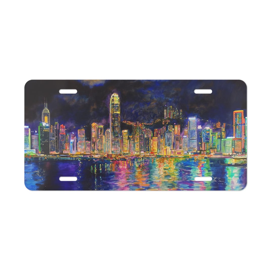 City at Night Vanity Plate Watercolor City Colorful - Etsy