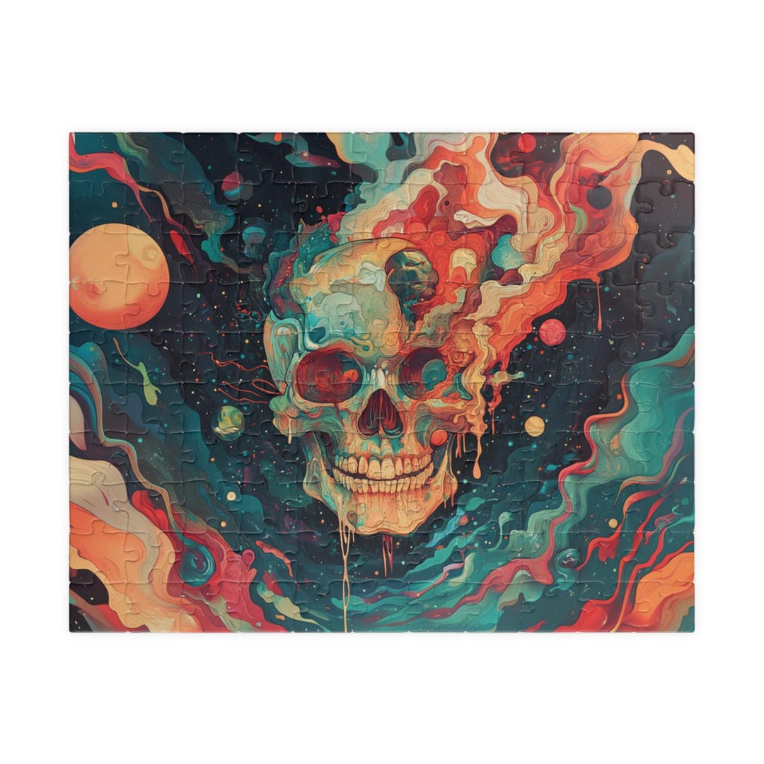ON SALE, Skull Puzzle (110, 252, 520, 1014-piece) Trippy, Jigsaw Puzzle ...