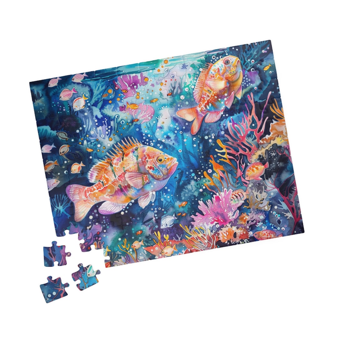 Ocean Fish Puzzle Watercolor Painting110, 252, 520, 1014-piece - Etsy