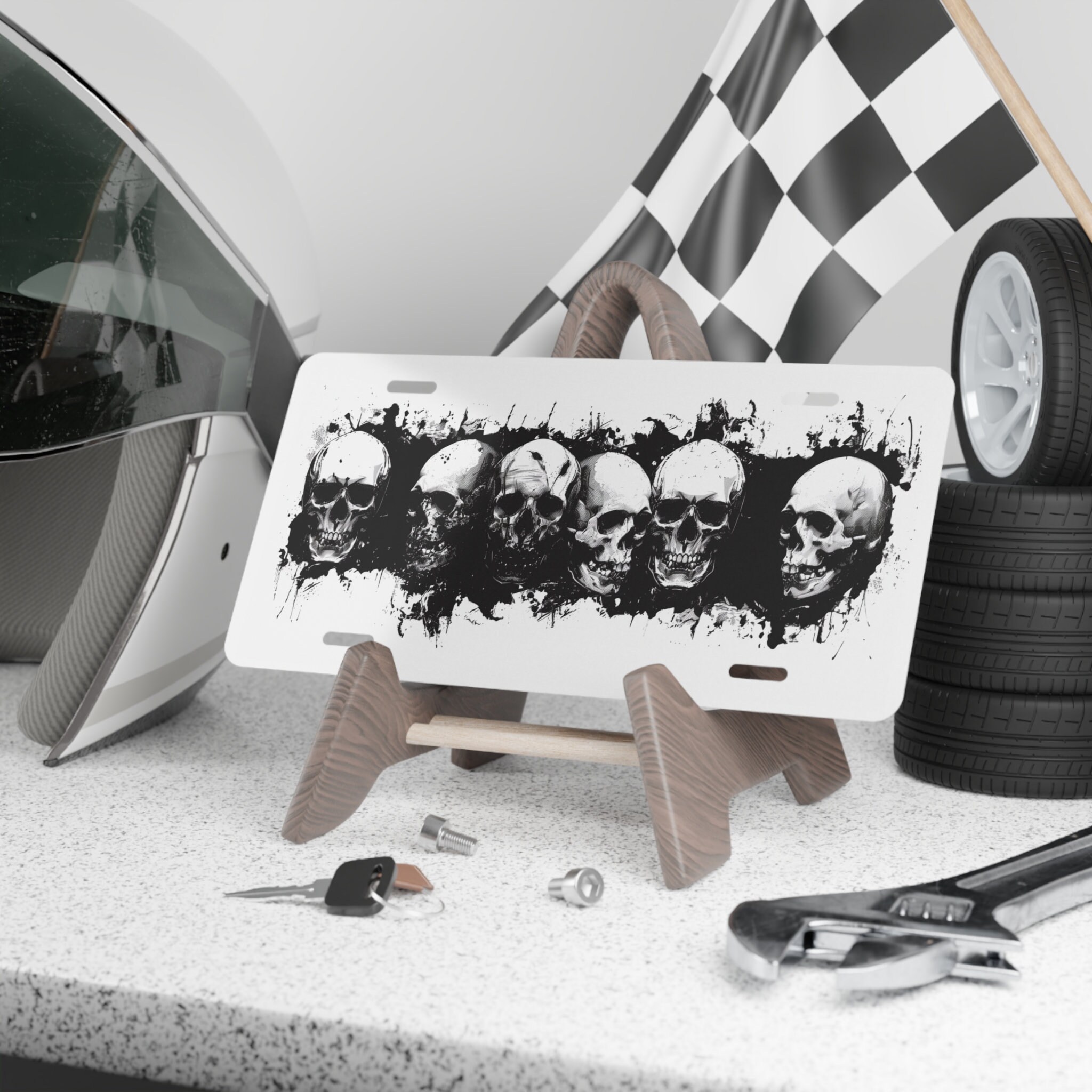 Skull Vanity Plate, Black and White, Gothic, Punk, Emo, Car - Etsy