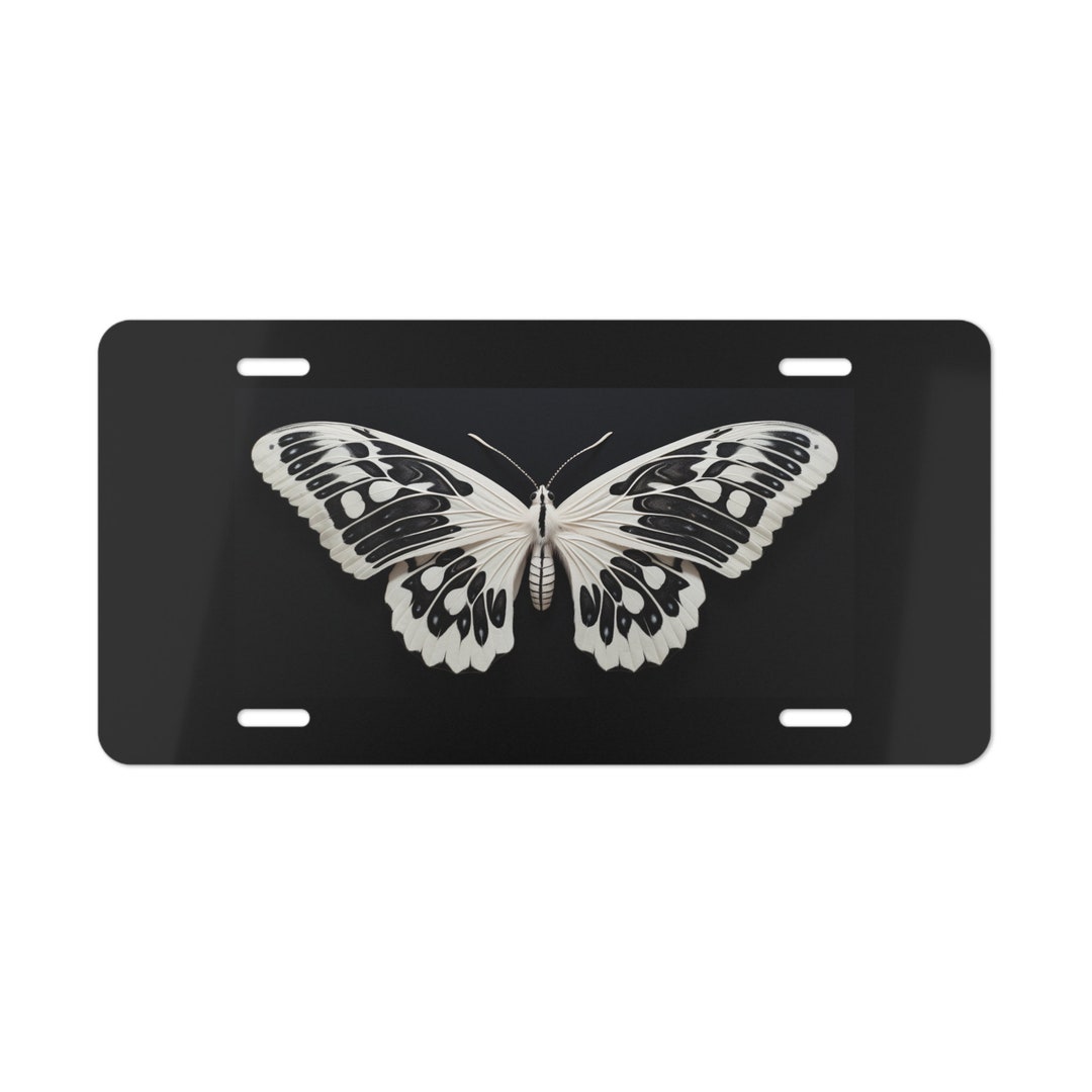 Moth License Plate: Black and White Insect Vanity Plate Wedding Gift ...