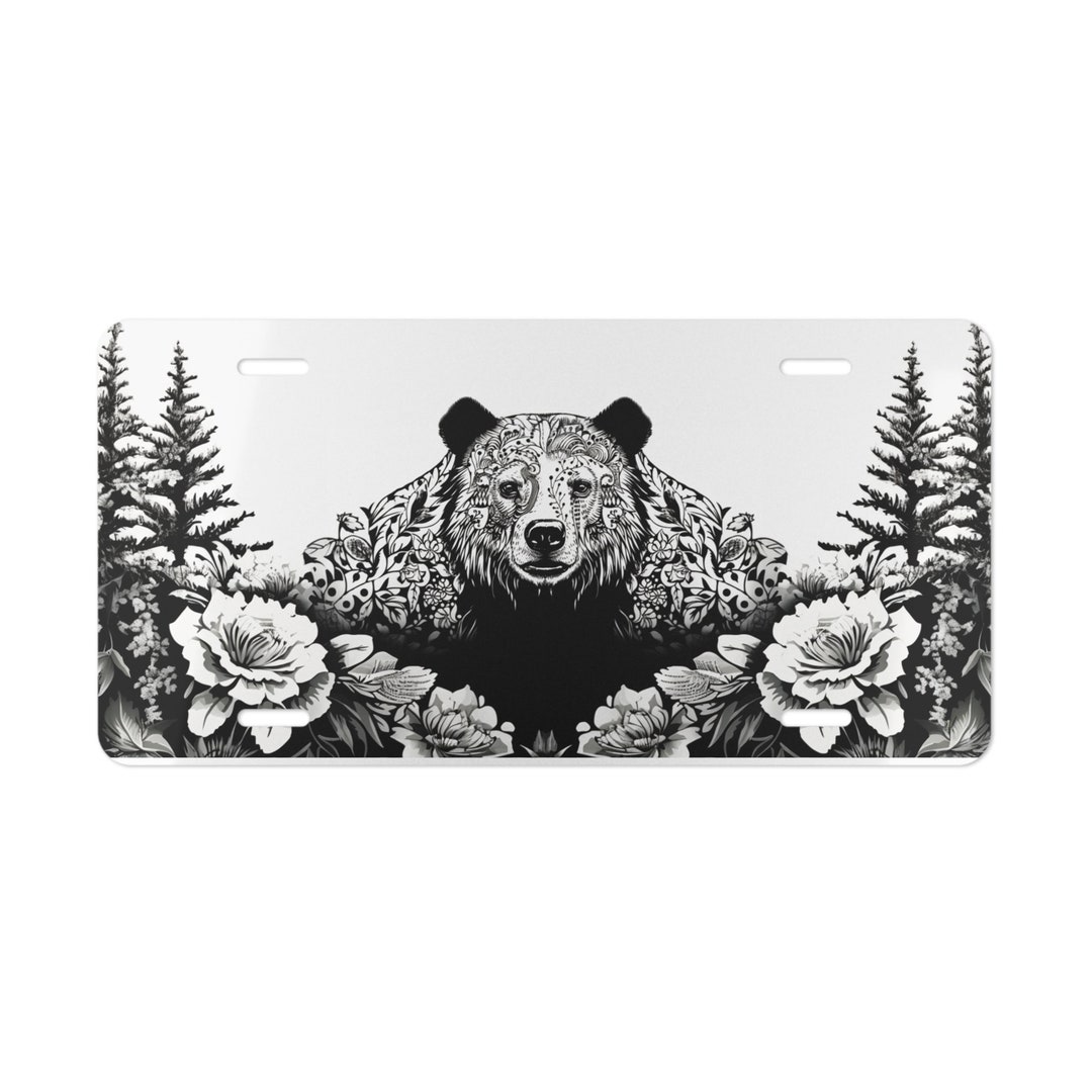 Bear License Plate: Floral Pine Tree Vanity Plate - Etsy