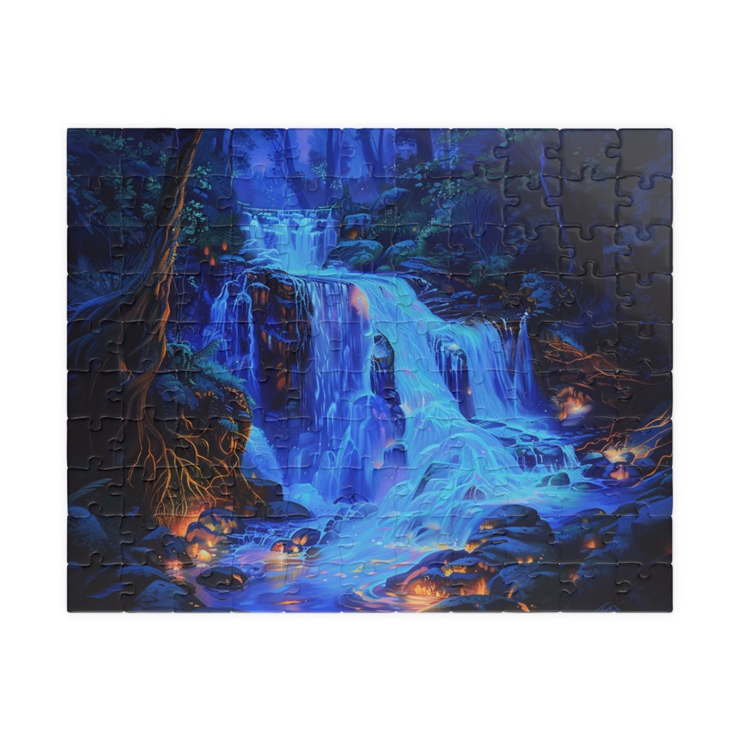 Glowing Waterfall Enchanted Puzzle 110, 252, 520, 1014-piece, Jigsaw ...
