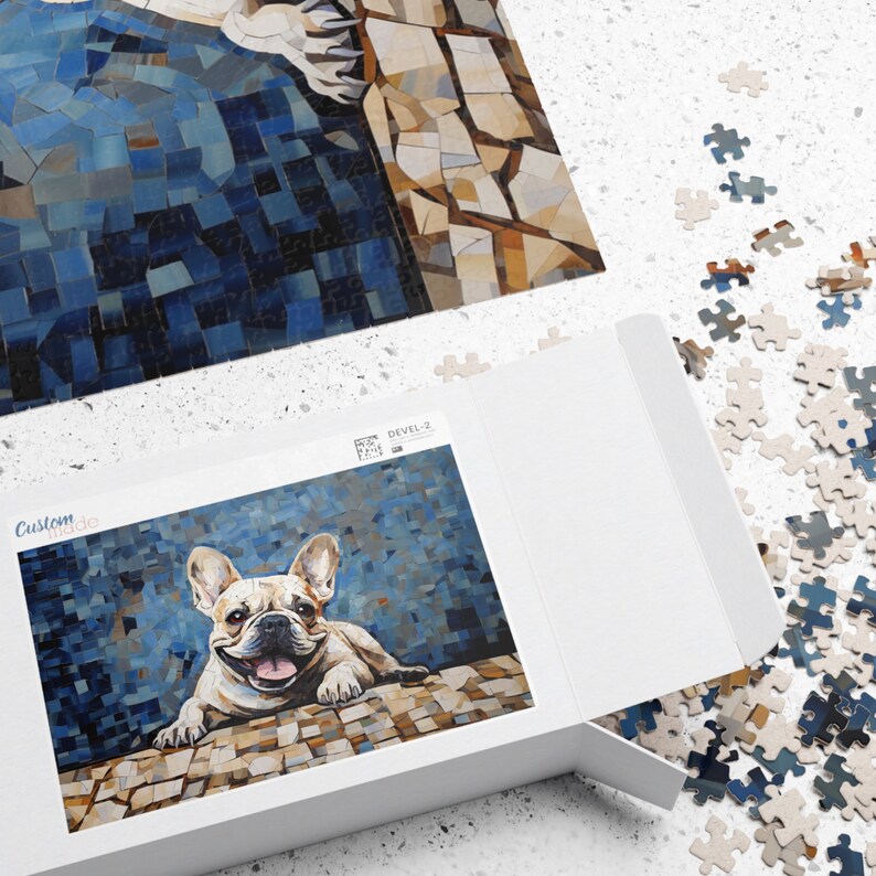 Happy French Bulldog Jigsaw Puzzle: Dog Mosaic Brain Teaser Dog Jigsaw ...