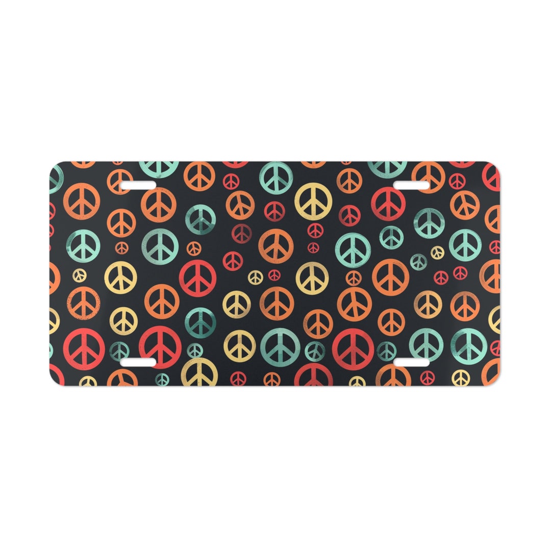 Peace Sign Pattern Vanity Plate Colorful - Etsy