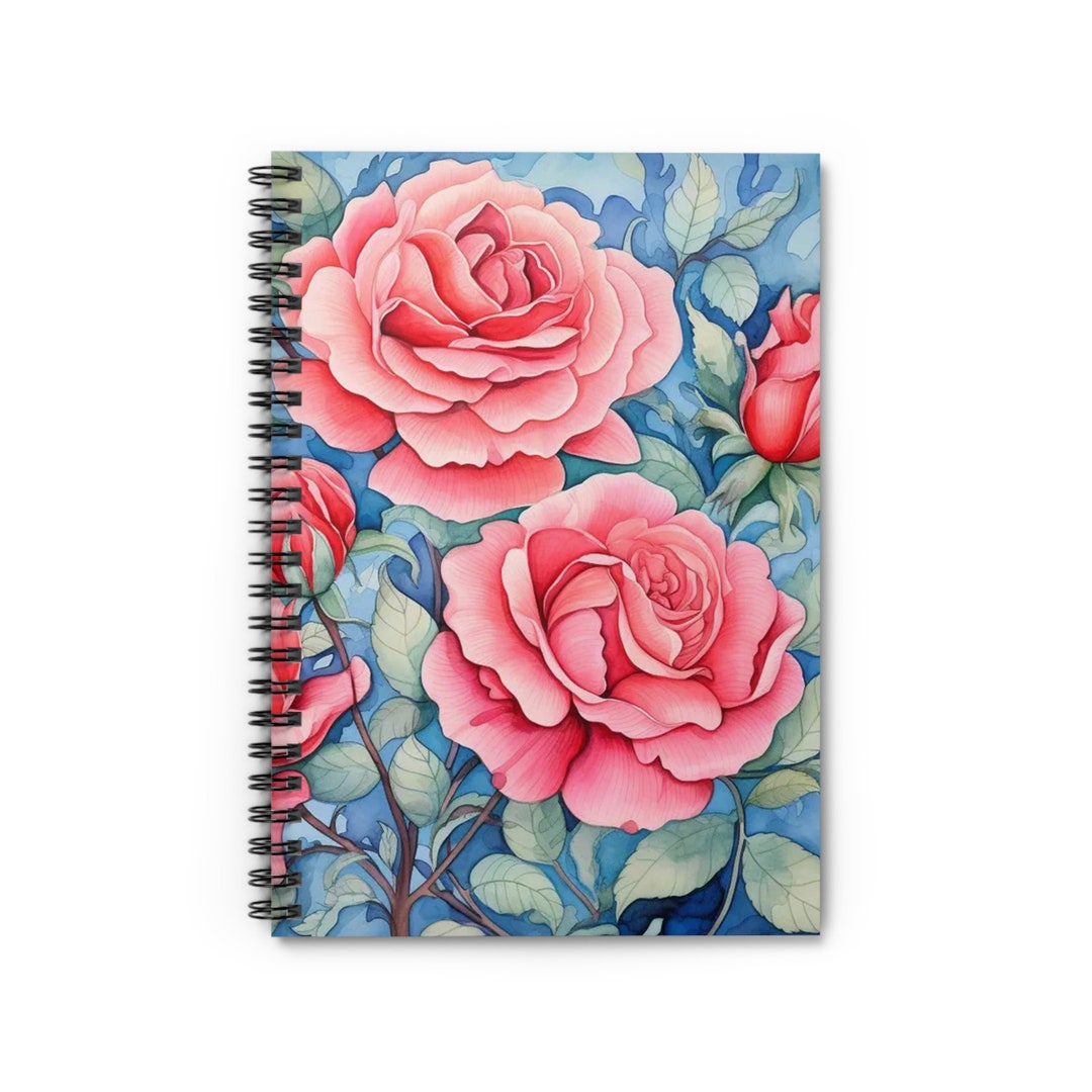 Rose Notebook, Watercolor Flower Notebook, School Notebook, Spiral ...