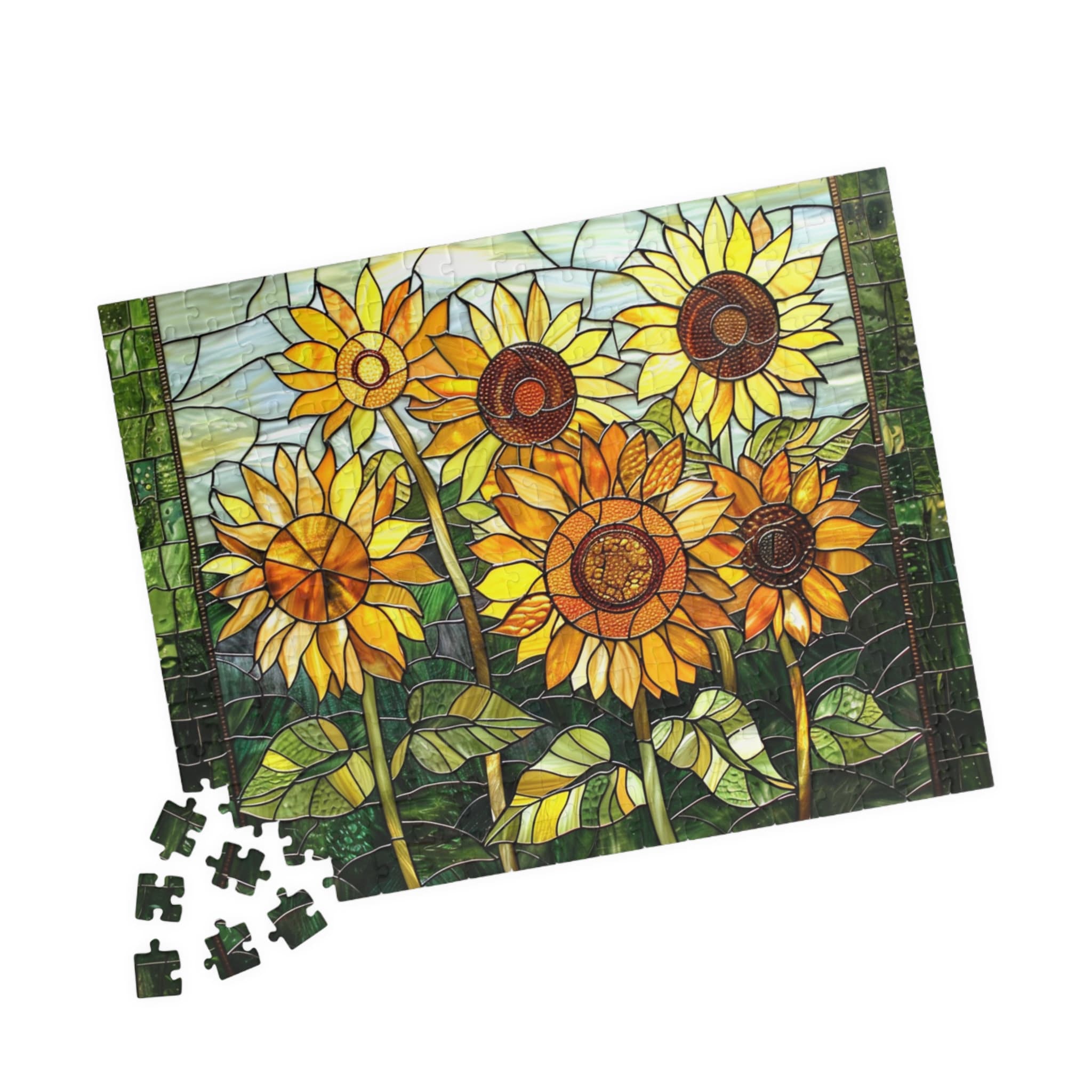Stained Glass Sunflower Puzzle 110, 252, 520, 1014-piece - Etsy