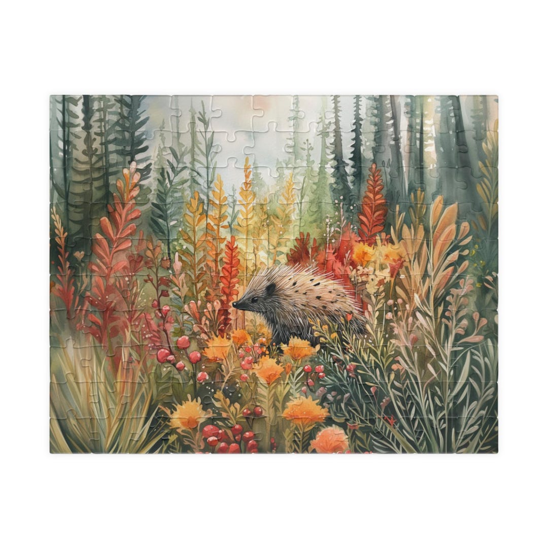 Porcupine Jigsaw Puzzle: Forest Illustration, Brain Teaser, Animal ...
