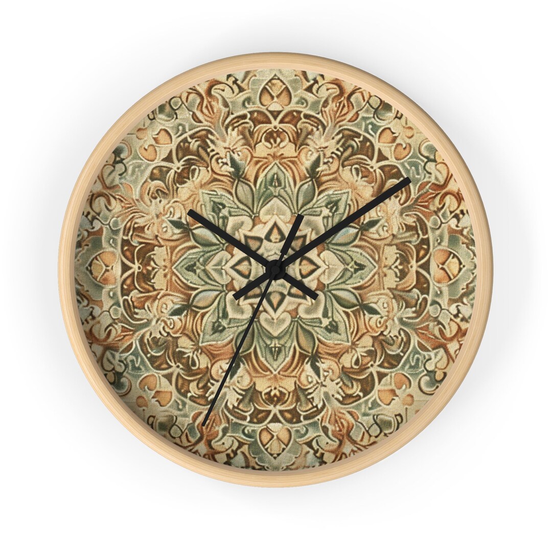 Green and Brown Wall Clock Boho Bohemian - Etsy