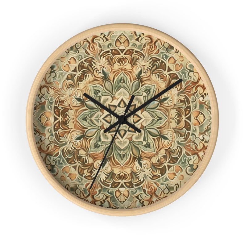Green and Brown Wall Clock Boho Bohemian - Etsy