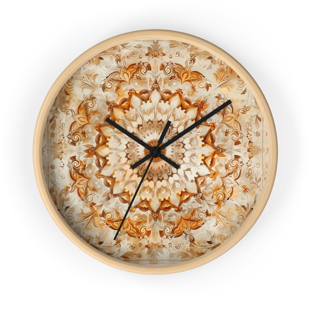 Wooden Boho Wall Clock Bohemian Mandela - Etsy