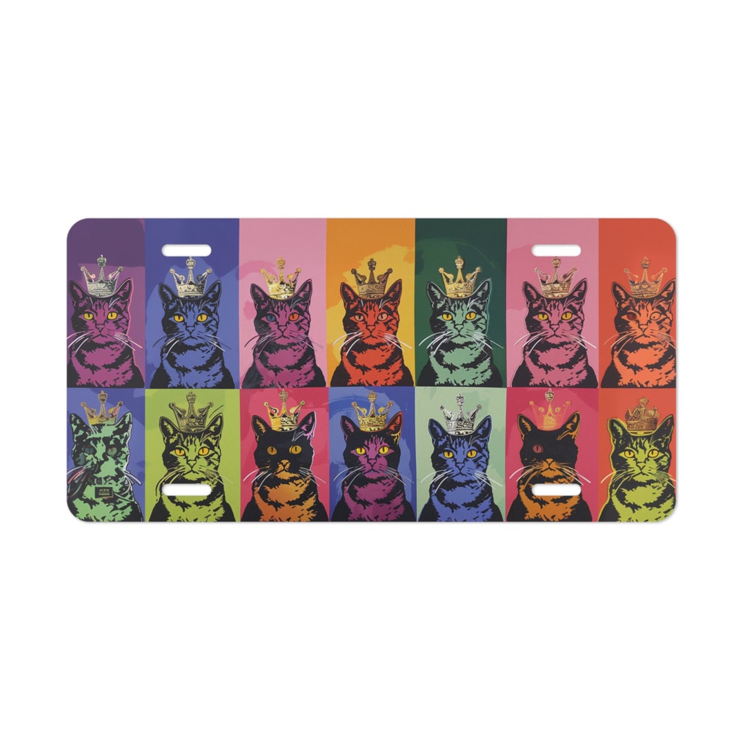 Colorful Crowned Cat Vanity Plate King Queen Colorful - Etsy
