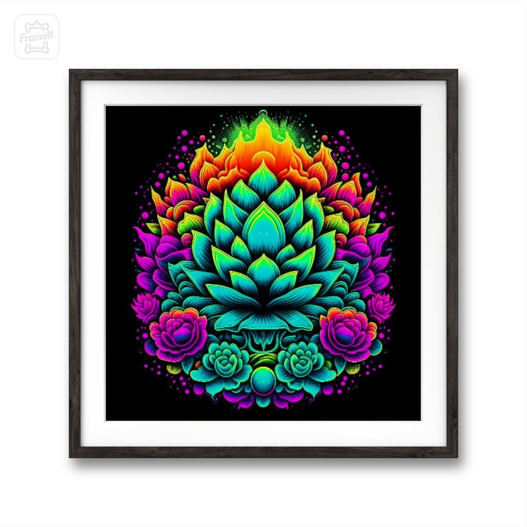 Neon Succulent Plant Digital Art, Succubus Digital Art, Succubus Wall ...