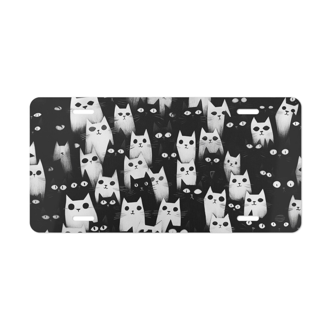 ON SALE, Black White Cat Vanity Plate Cartoon Cats - Etsy