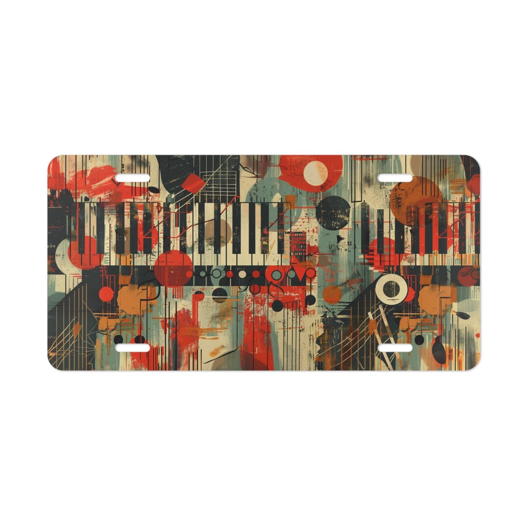 Abstract Piano Vanity Plate Decorative Front Car Vanity Plate Aluminum ...