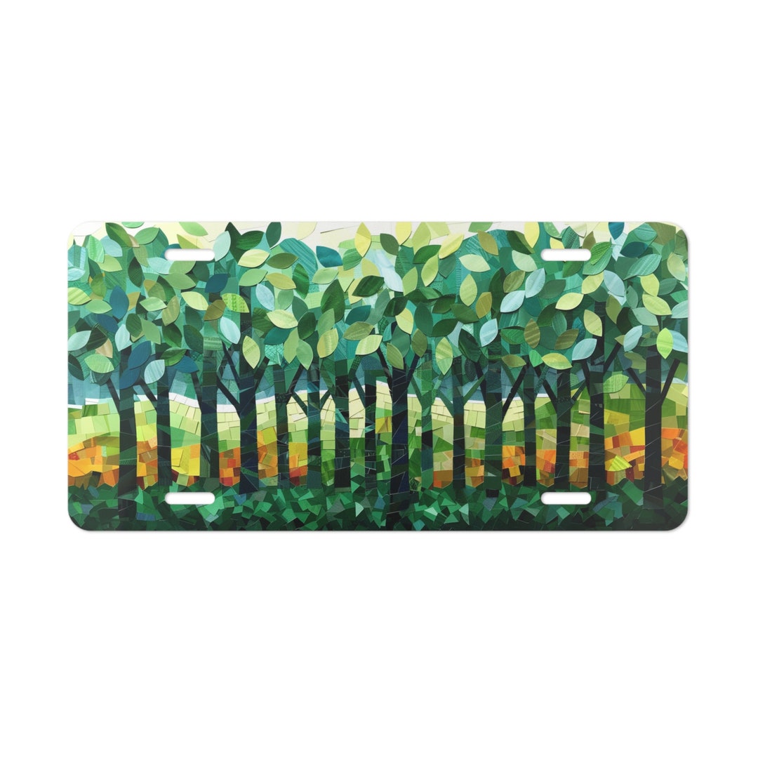 Green Trees Aluminum Vanity Plate: Nature Art Decor (12x6") - Etsy
