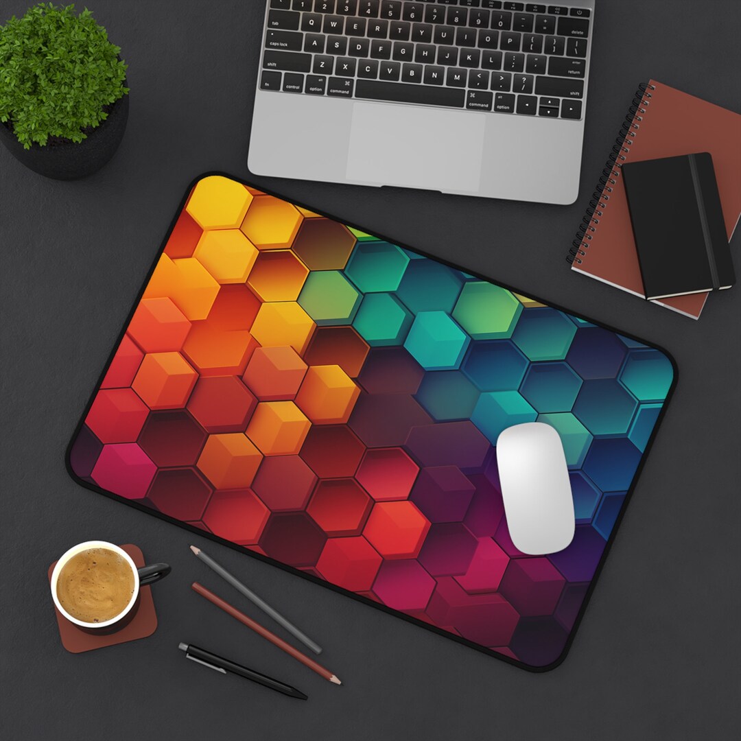 Colorful Hexagon Desk Mat, Pattern, Abstract, Multicolor - Etsy