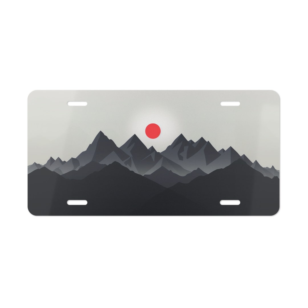 Mountain Sun Aluminum Vanity Plate: Landscape Car Decor Wedding Gift ...