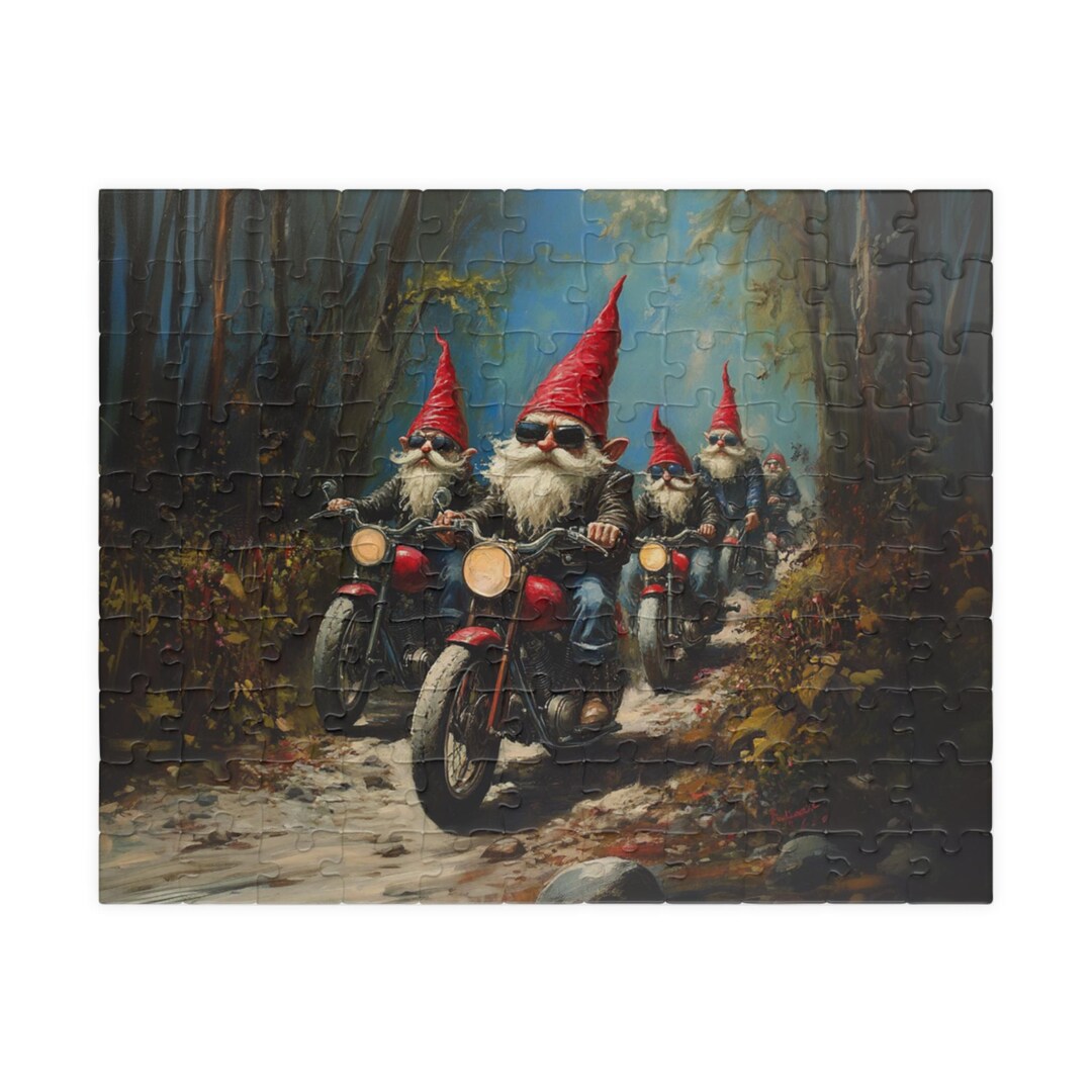 ON SALE, Gnome Puzzle (110, 252, 520, 1014-piece) Motorcycle Gang ...