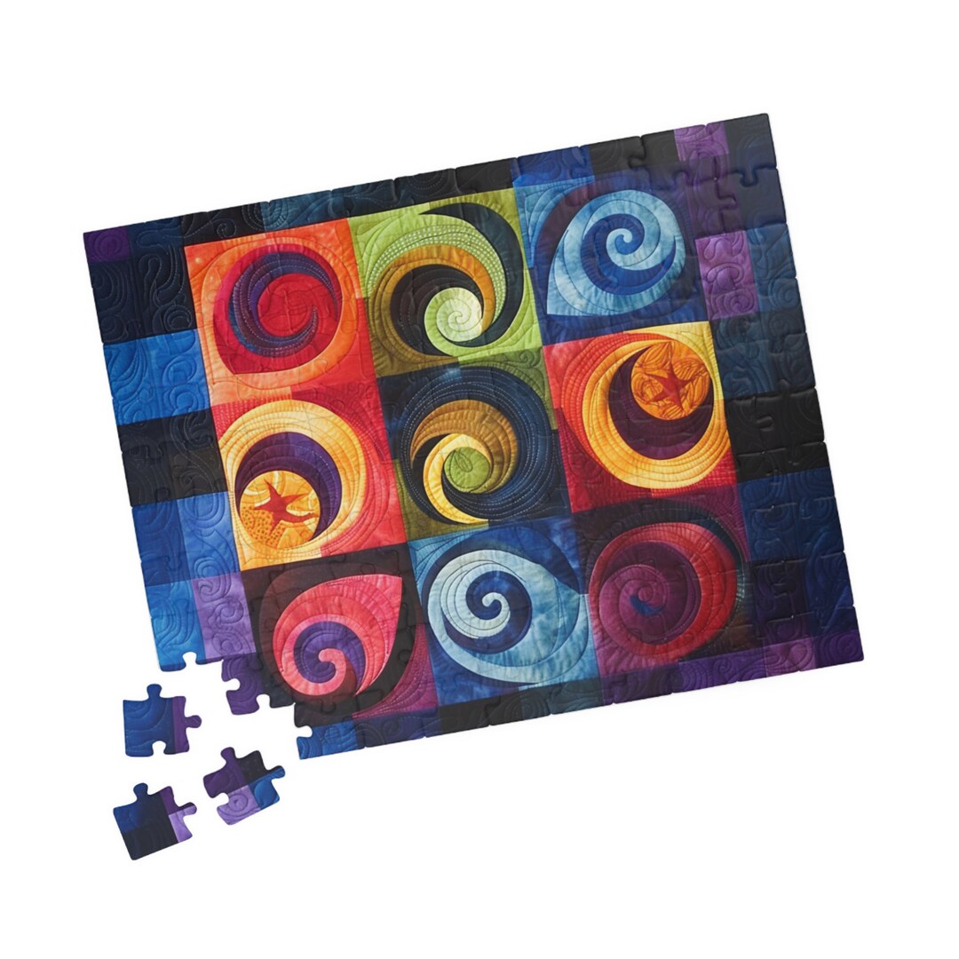 Swirl Quilt Jigsaw Puzzle: Colorful Brain Teaser Quilter Gift Quilt ...