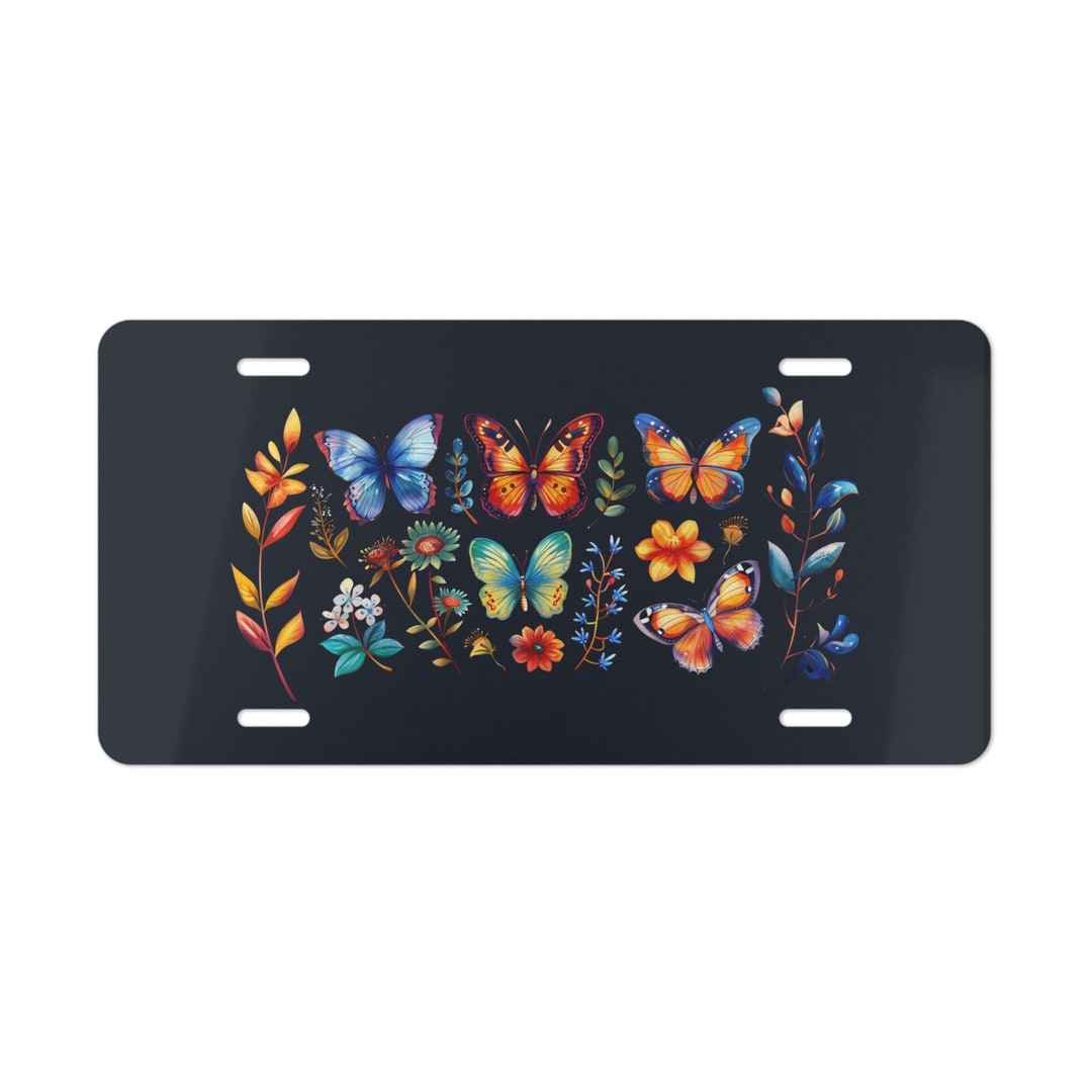 Butterflies and Flowers Vanity Plate - Etsy