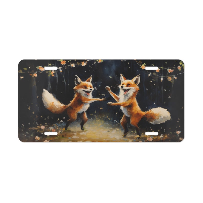 Dancing Foxes Aluminum Vanity Plate: Animal License Plate - Etsy