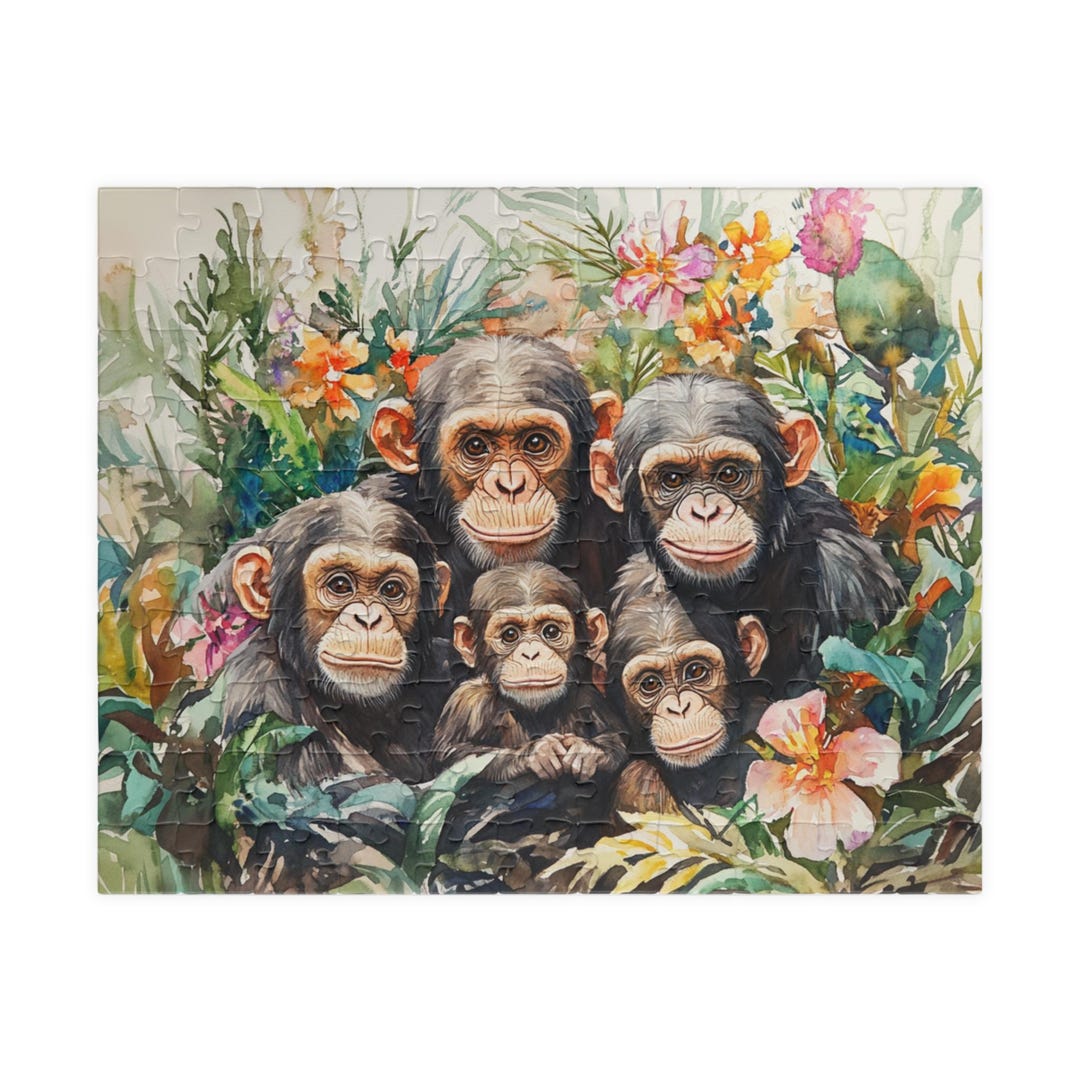 Ape Family Jigsaw Puzzle: Glossy Brain Teaser (110-1014 Piece Options ...