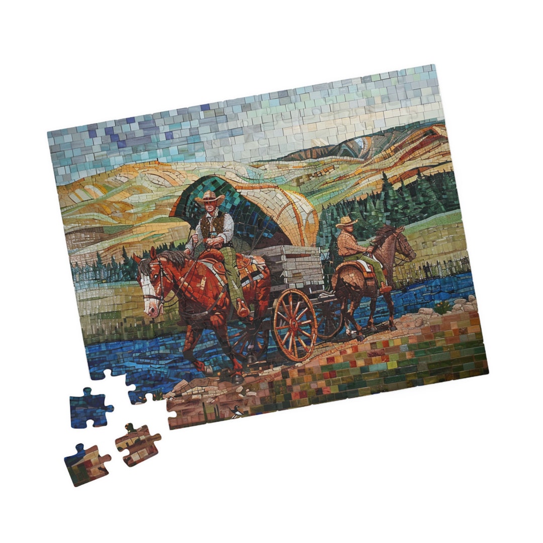 Oregon Trail Mosaic Jigsaw Puzzle: History Brain Teaser - Etsy