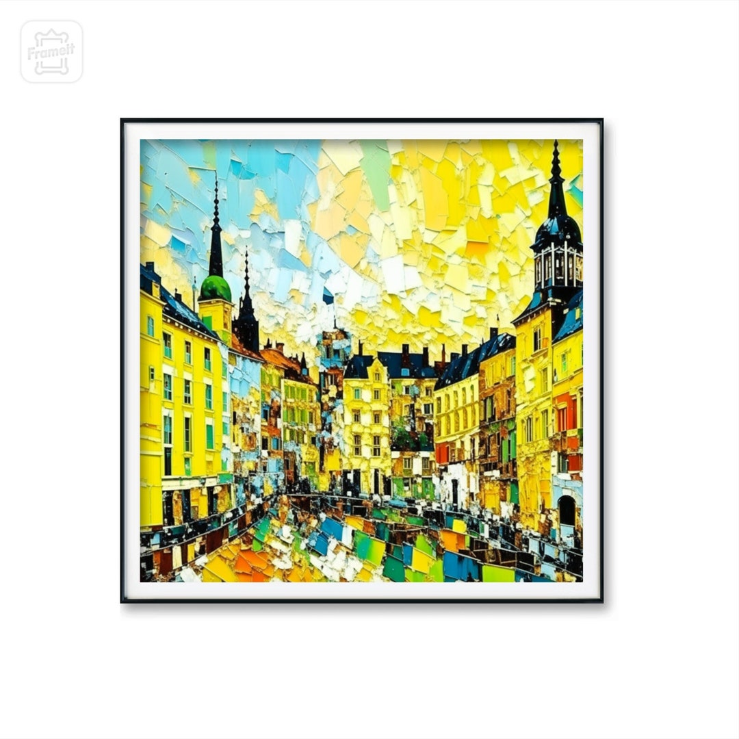Yellow Vienna Austria Cityscape Painting, Digital Art, Wall Art, City ...