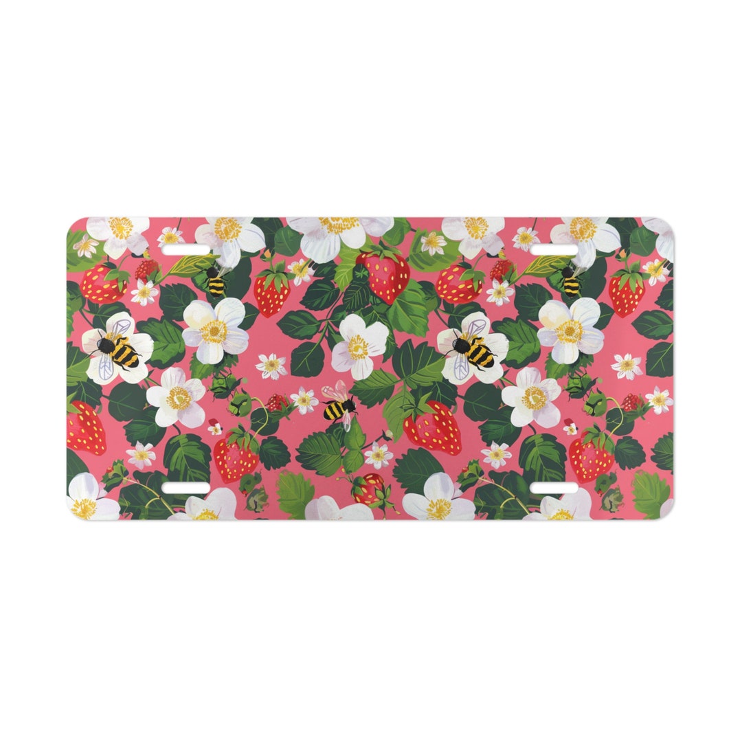 Bees Flowers Strawberries Vanity Plate - Etsy