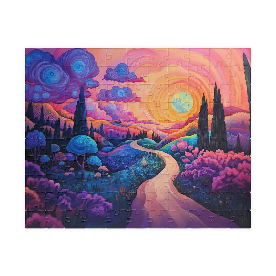 Purple Landscape Puzzle (110, 252, 520, 1014-piece) Abstract Landscape ...