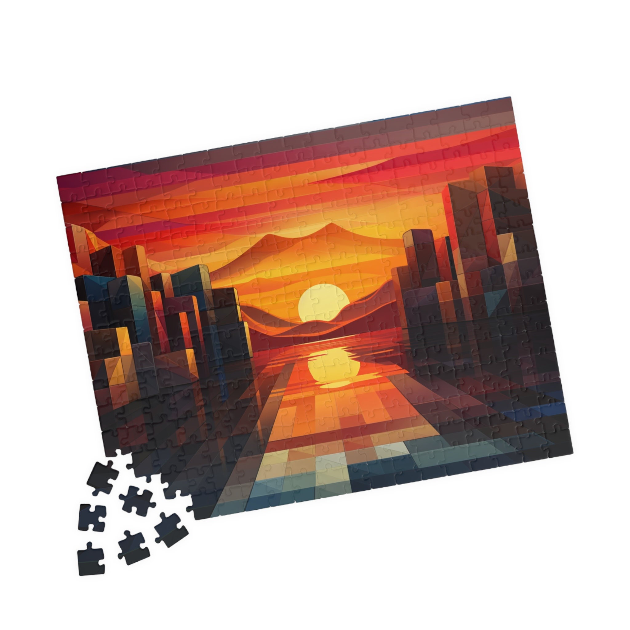Sunset Puzzle, Cubism (110, 252, 520, 1014-piece), Sun Puzzle, Adult ...