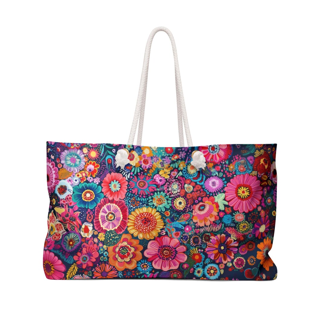 Colorful Flower Weekender Bag Bright Colors - Etsy