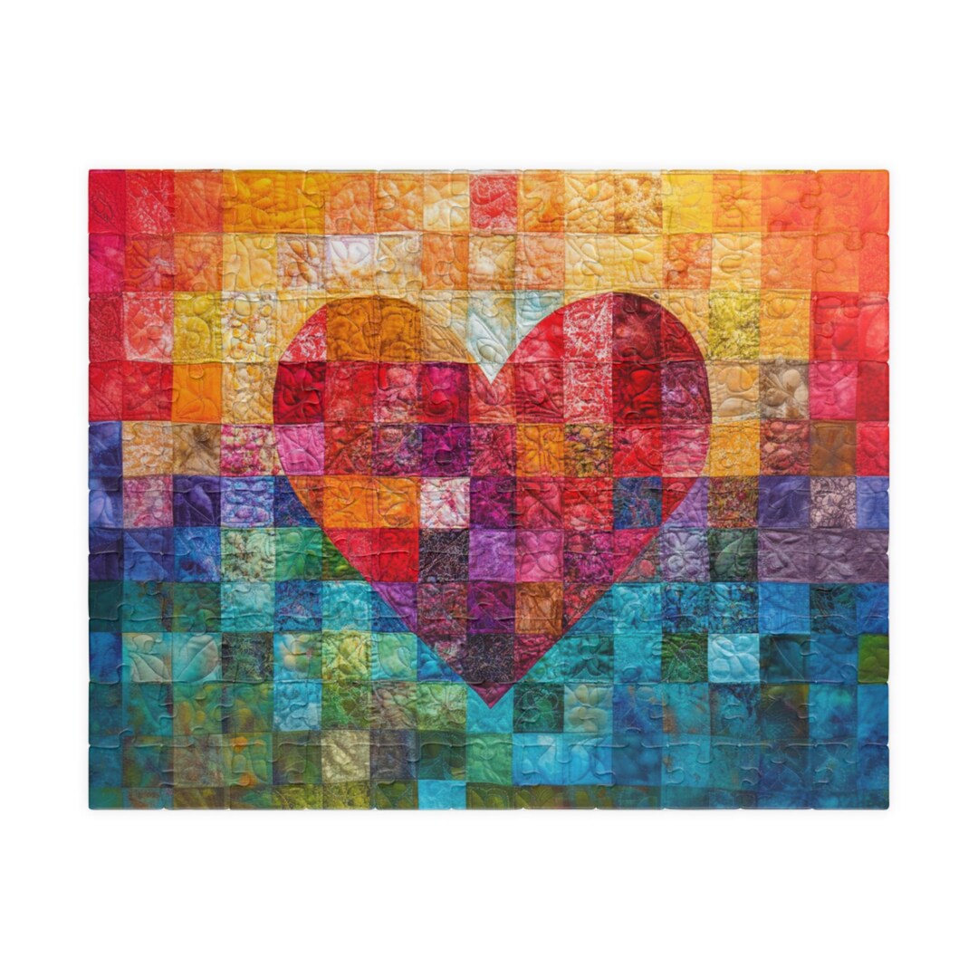 Colorful Heart Puzzle (110, 252, 520, 1014-piece) Quilt Pattern Puzzle ...