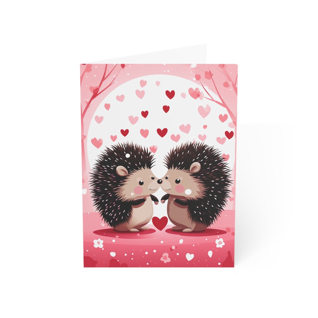 Valentine's Day Porcupines Kissing Hearts, Greeting Cards 1, 10, 30 ...