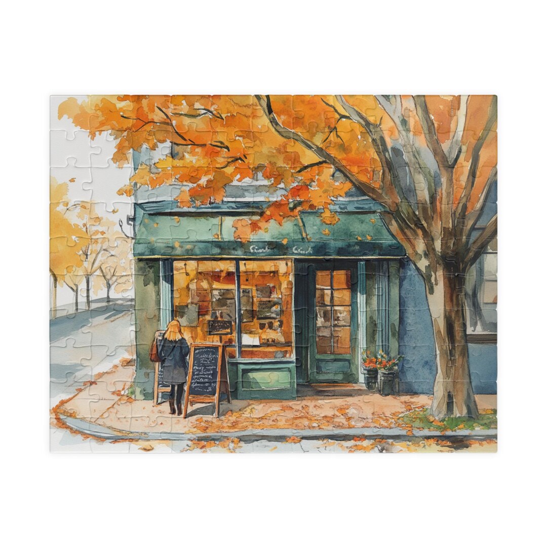 Fall Street Corner Jigsaw Puzzle: Autumn Brain Teaser - Etsy