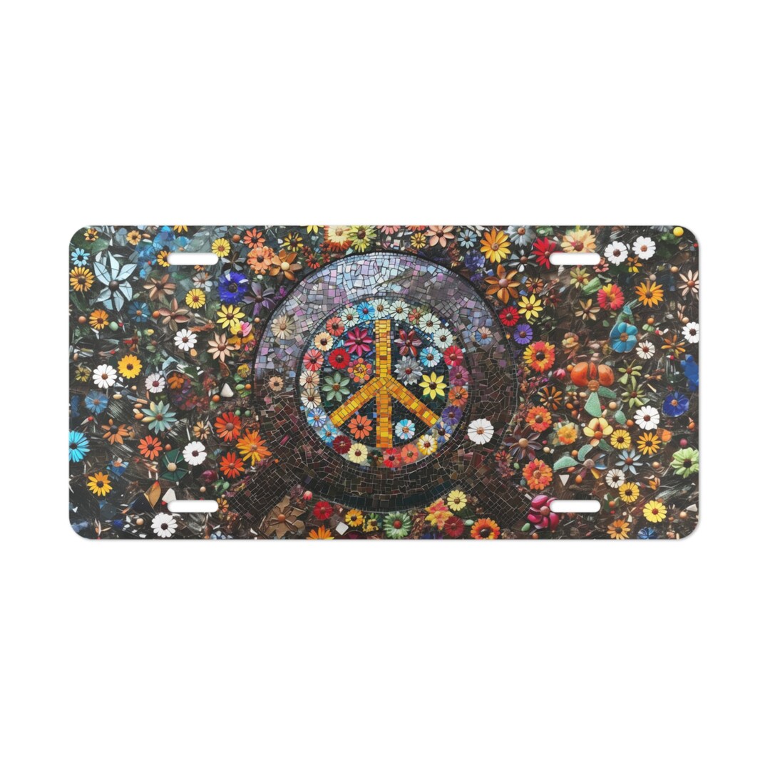 Peace Sign With Flowers Vanity Plate - Etsy
