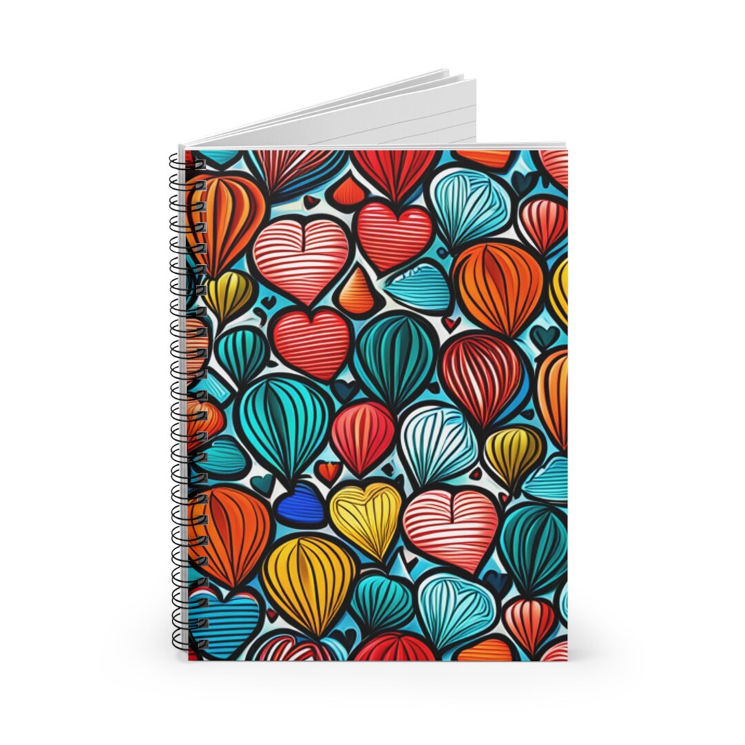 Heart and Shapes Abstract Notebook, Spiral Notebook - Ruled Line, Heart ...