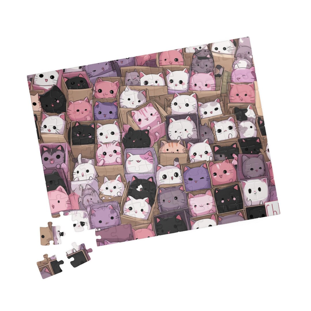 Kawaii Cats Jigsaw Puzzle: Cats in Boxes (110-1014 Piece Options) Cat ...