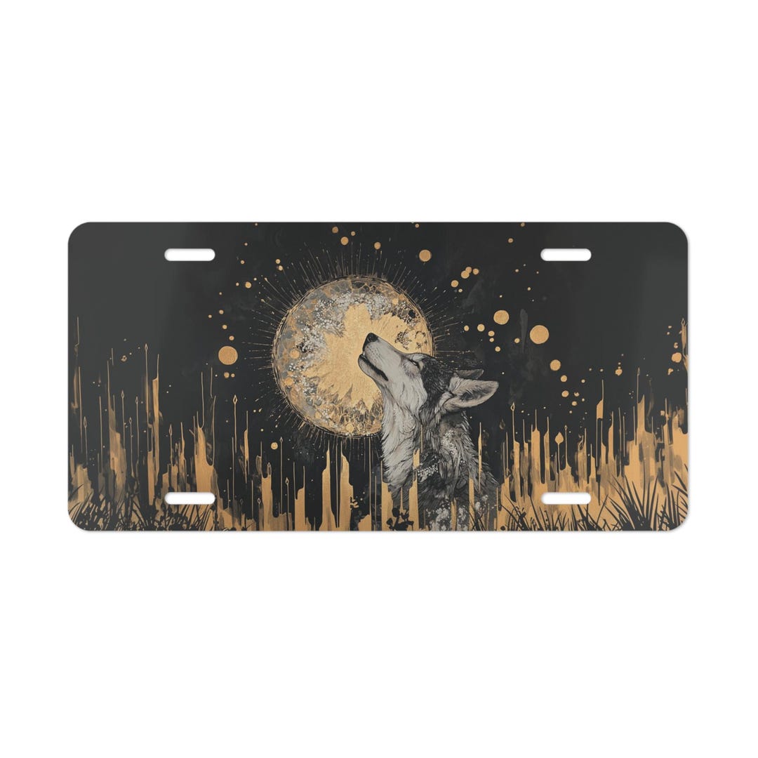 Wolf Vanity Plate Celestial Moon Vanity Plate - Etsy