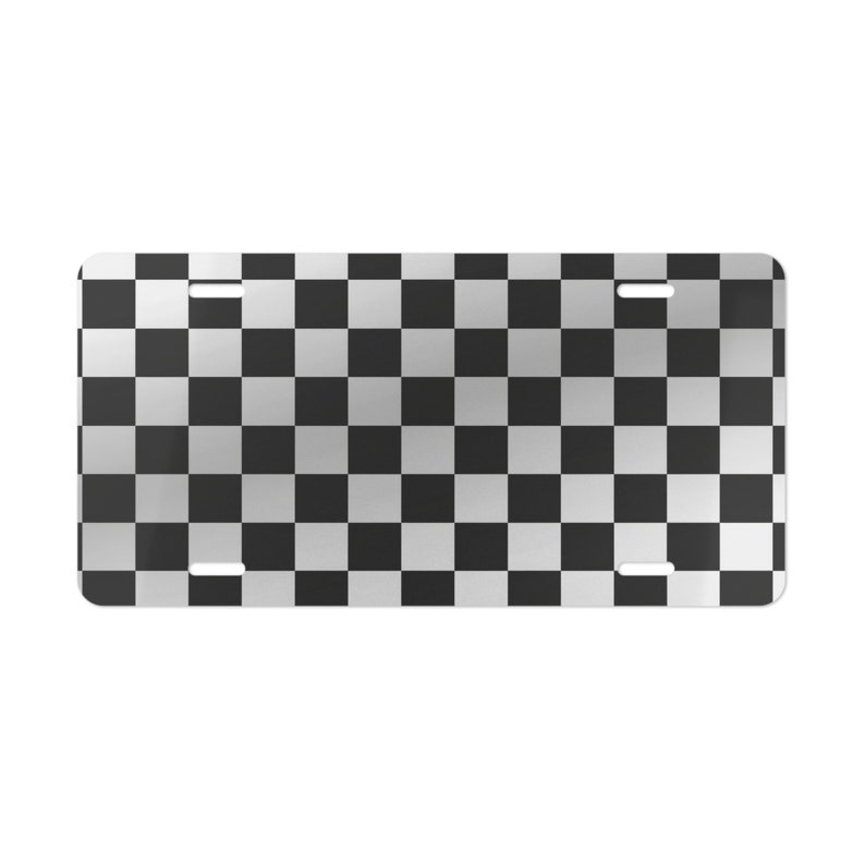 Checkered Aluminum Vanity Plate: Black and White Checkers - Etsy