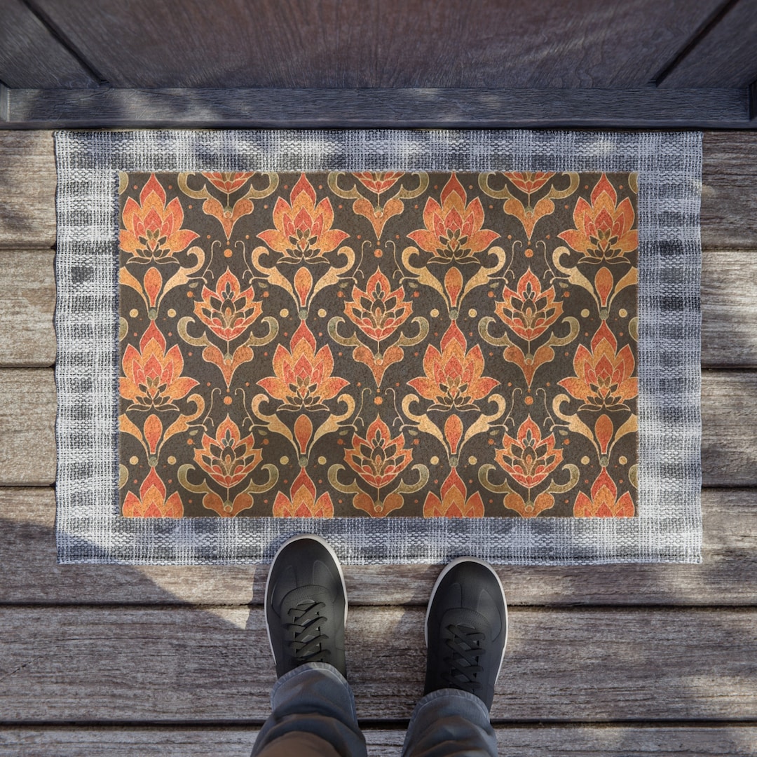 Orange Pattern Doormat Blue - Etsy