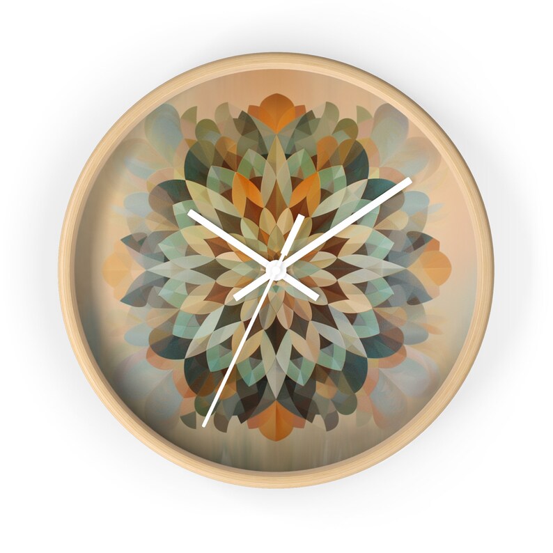 Green and Brown Wall Clock Boho Bohemian - Etsy