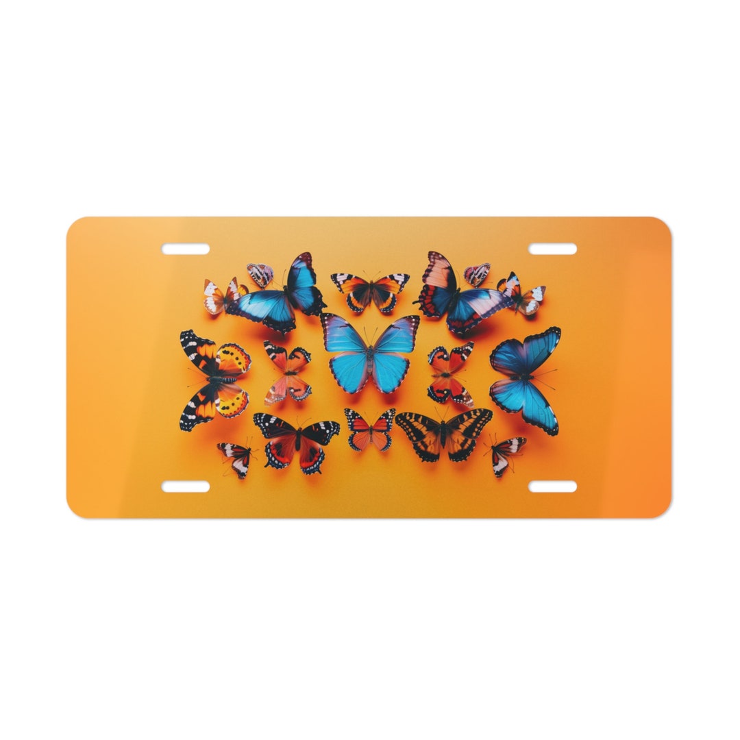 Butterflies Vanity Plate Orange Colorful - Etsy