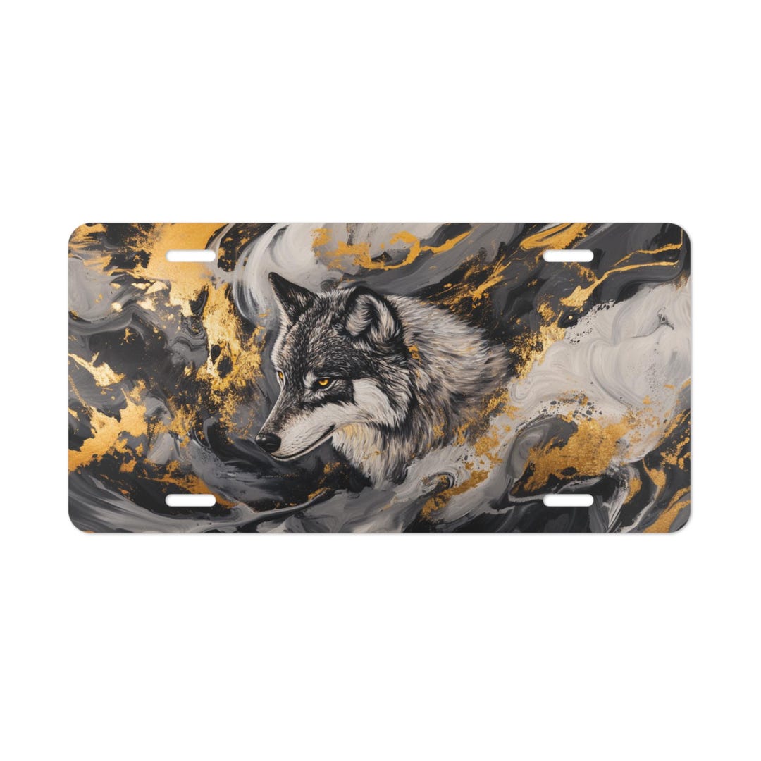 Wolf Vanity Plate: Gold & Silver Aluminum Car Tag - Etsy