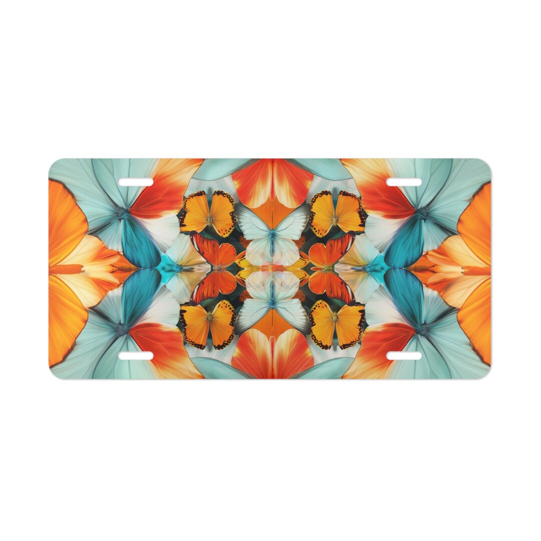 ON SALE, Light Blue Orange Butterflies Vanity Plate - Etsy