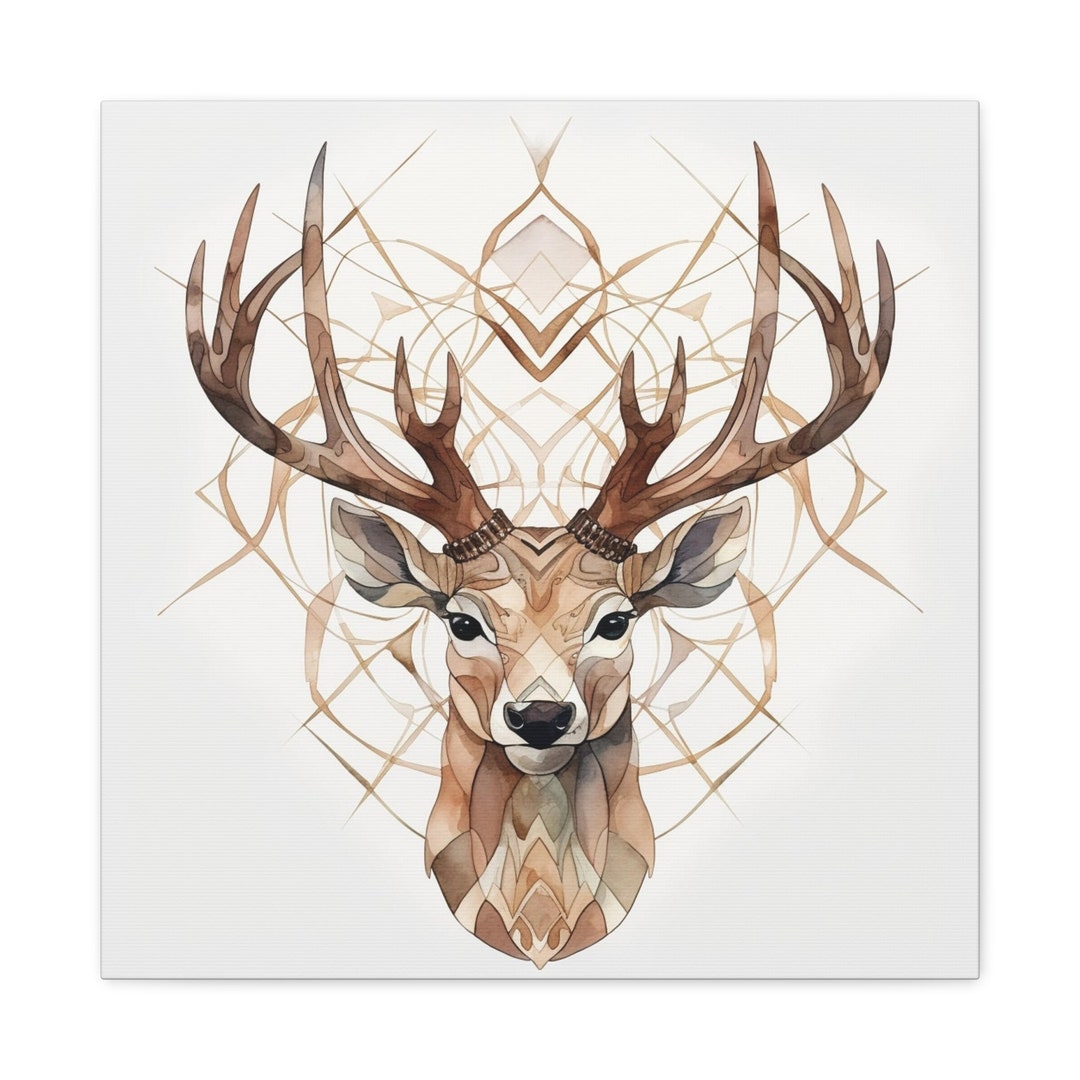 Canvas Watercolor Deer Painting. Various Sizes, Deer Wall Art, Deer ...