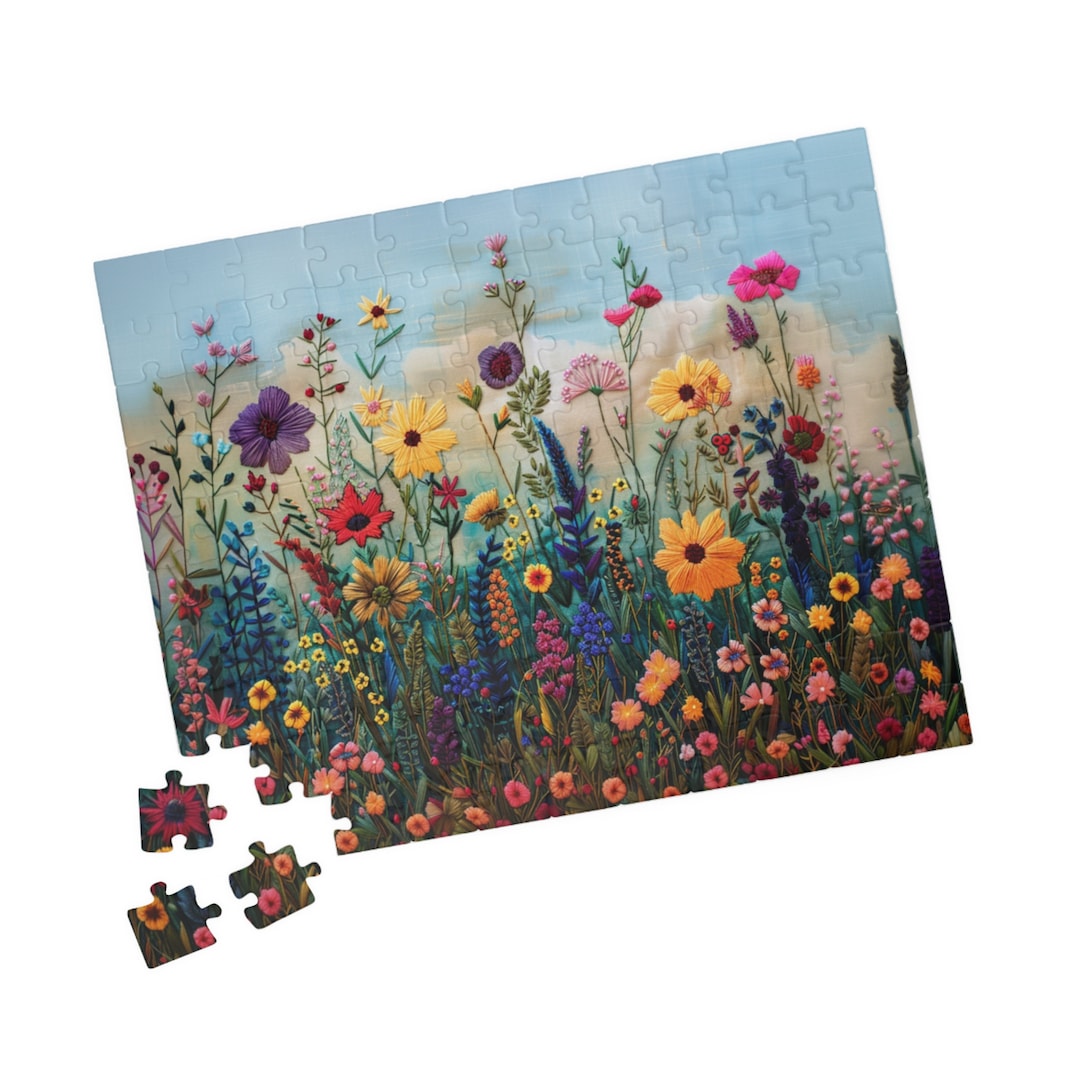 Embroidered Wildflower Puzzle: Colorful Floral Jigsaw (110-1014 Piece ...