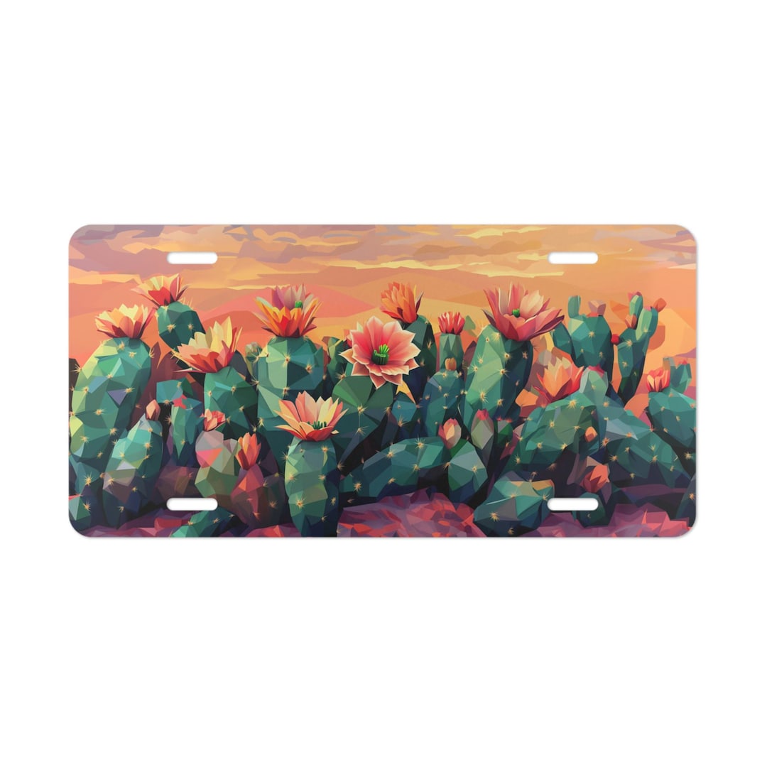 Cactus Bloom Aluminum Vanity Plate: Geometric Floral Design - Etsy